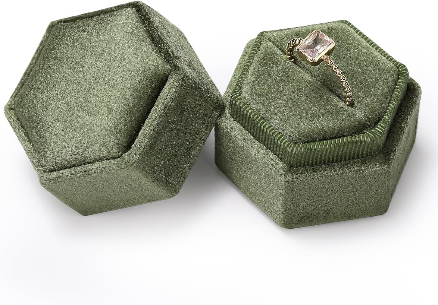 Etercycle Velvet Ring Box - Vintage Hexagon Premium Jewelry Display ...