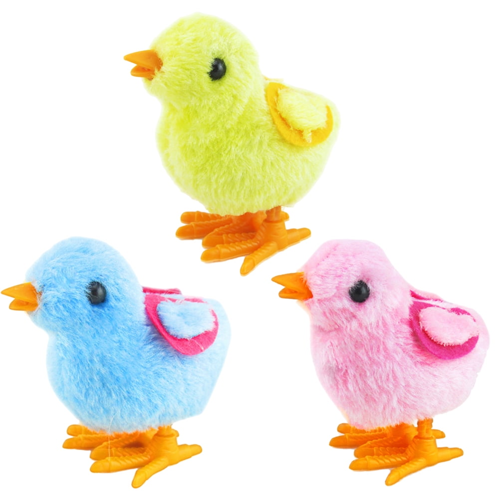 3pcs Wind up Toys Easter Wind Up Jumping Chicken Plush Chicks Party ...
