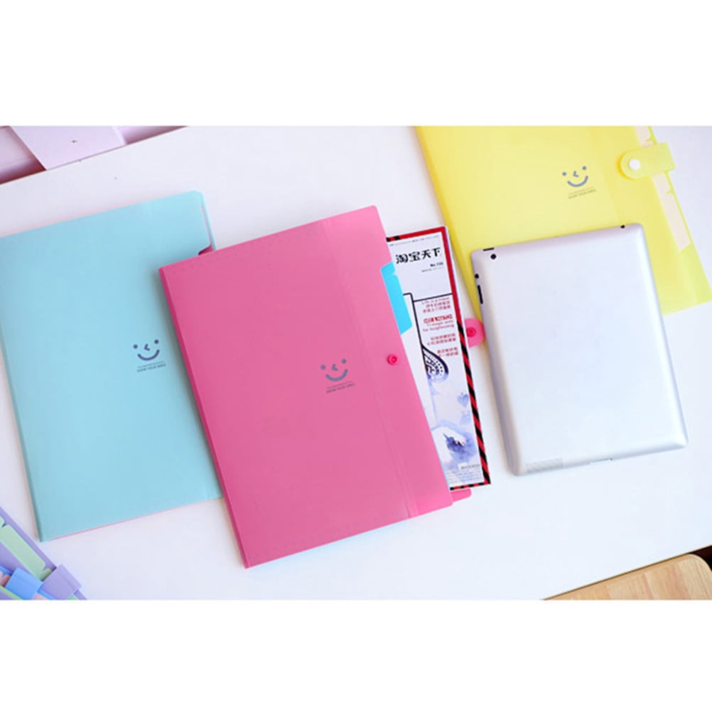 Etereauty 5 Pockets Plastic Expanding File Folders A4 Letter Size Snap ...