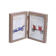 Afuly Double Wooden Hinged Picture Frame 5x7, Gray White, 2 Openings ...