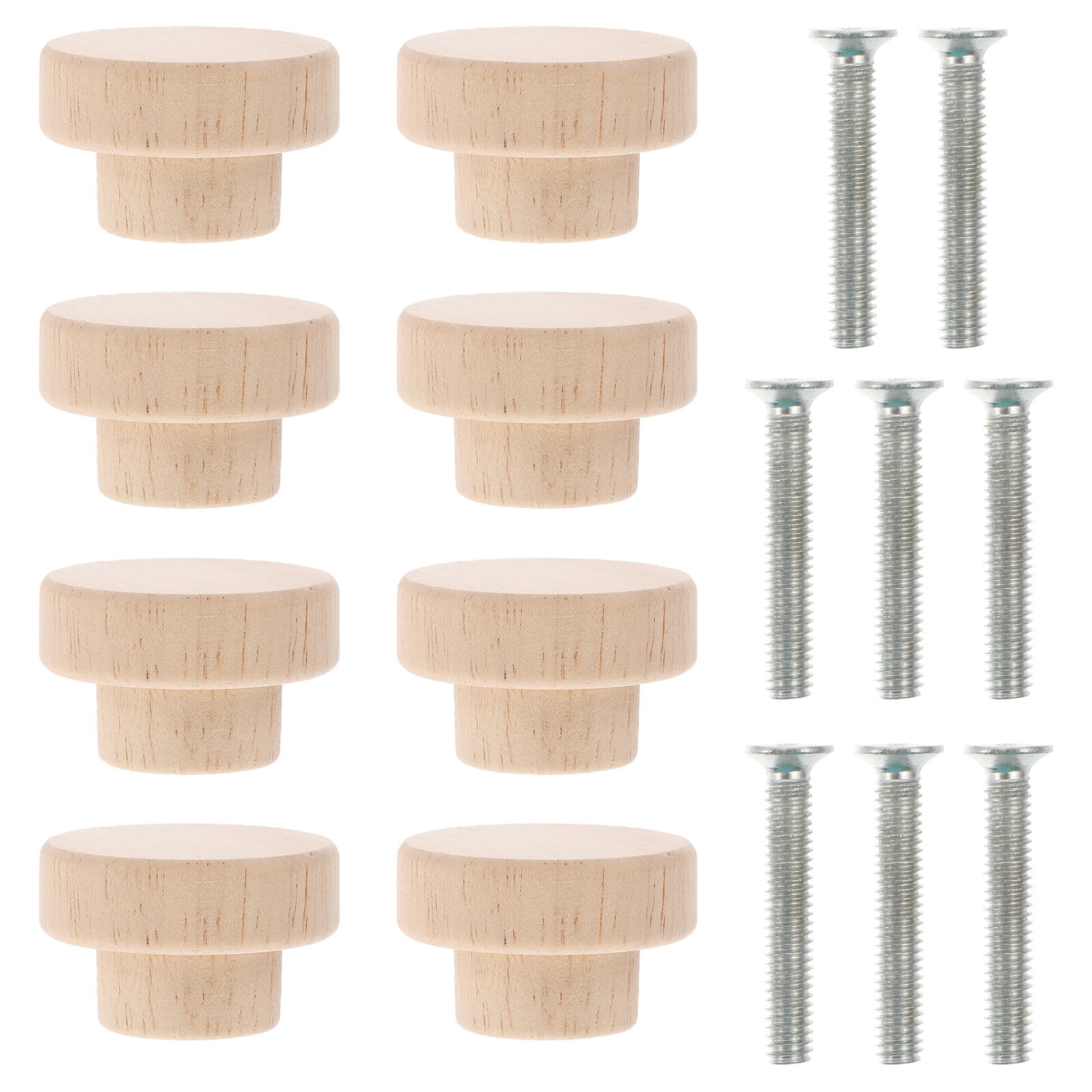Etereauty 8pcs Cupboard Knobs Wooden Door Handles Round Pull Knobs for ...
