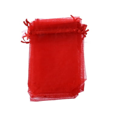 50Pcs 6x8 Inch Red Organza Favor Bags Mesh Gift Bags Drawstring Pouch ...