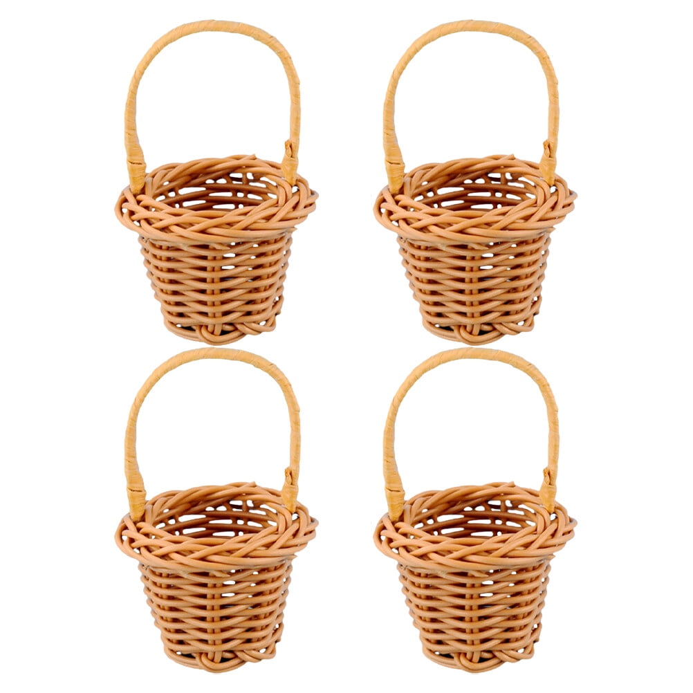 Etereauty Basket Mini Baskets Flower Wicker Favors Crafts Handle Girl ...