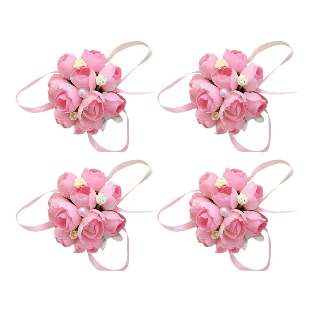 Etereauty Corsage Wedding Wrist Flower Silk Bridesmaid Brooch Bridal ...