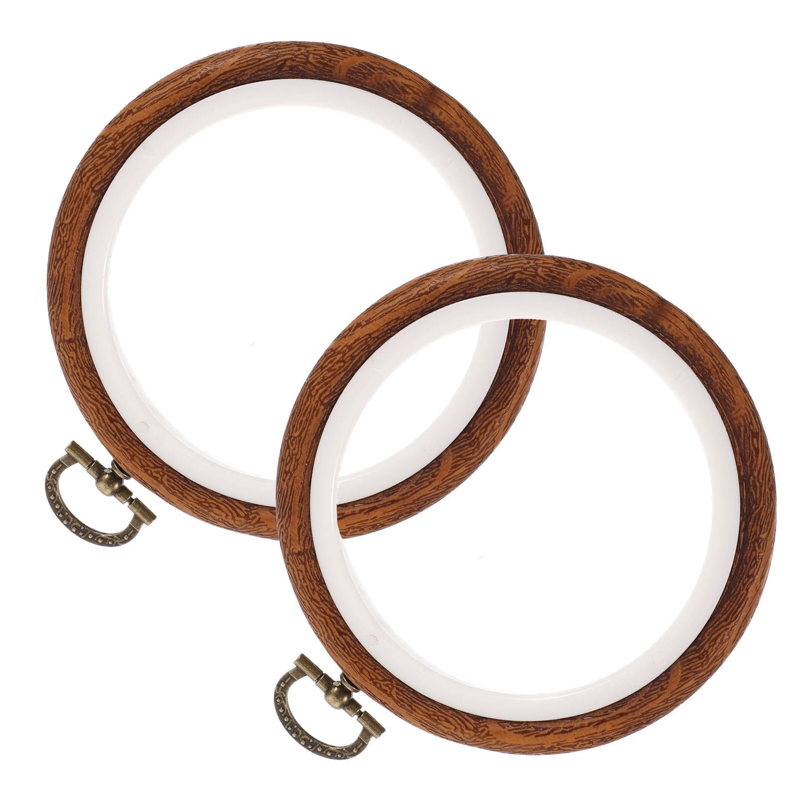 2Pcs Embroidery Hoops Plastic Brown Imitation Wood for Cross Stitch and ...