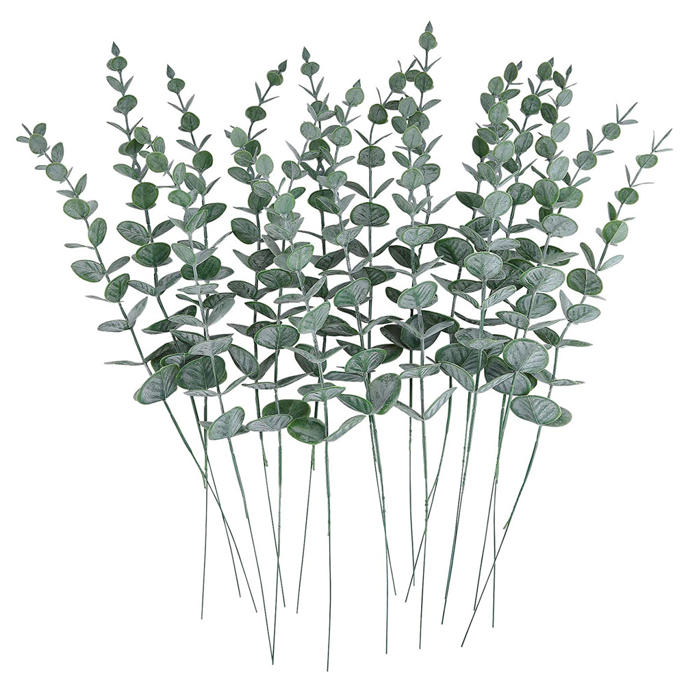 Etereauty Eucalyptus Artificial Fake Leaves Flowers Leaf Bouquet Stems ...