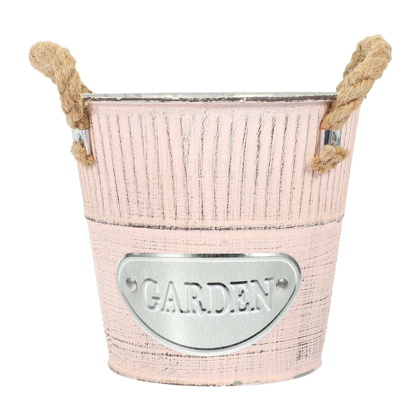 FRCOLOR Pink Iron Flower Bucket for Storage with Resistance and ...