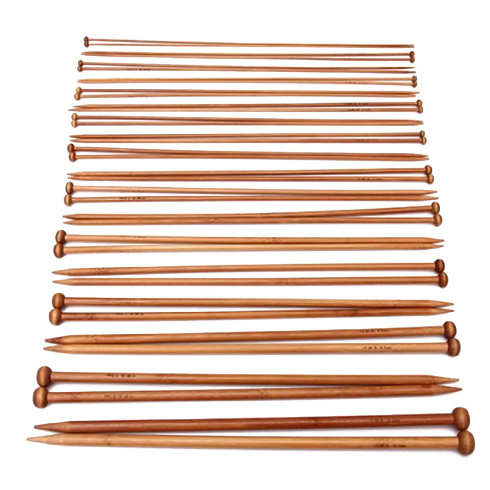 Etereauty Knitting Needles Pointed Wooden Single Needle Set Long Metal ...