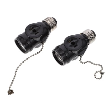 Screw Base Light Bulb Socket W/ Pull Chain Switch Converter To 2 Ac ...