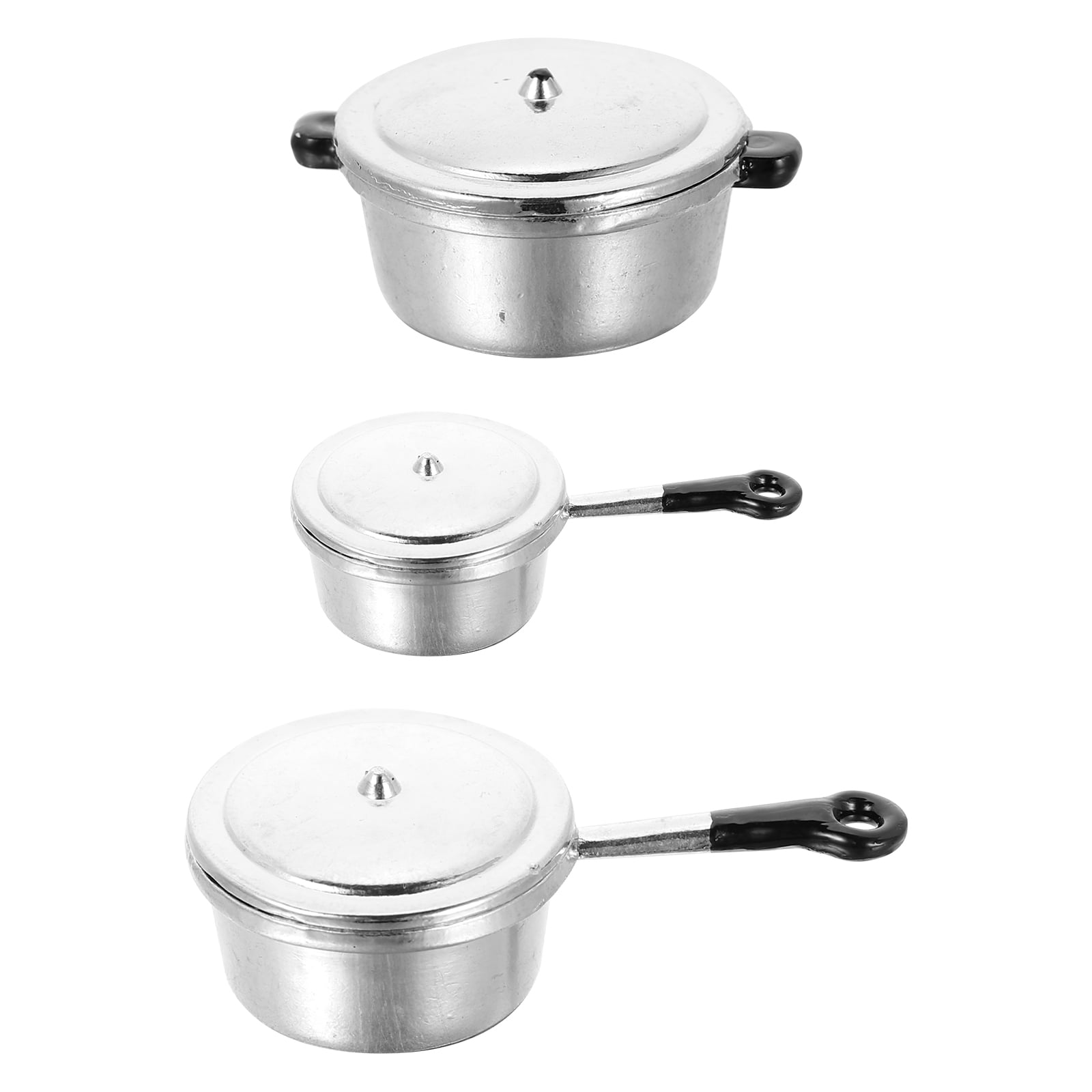 3Pcs Mini Stockpot Model Dollhouse Decor Miniature Scene Pretend Toy ...