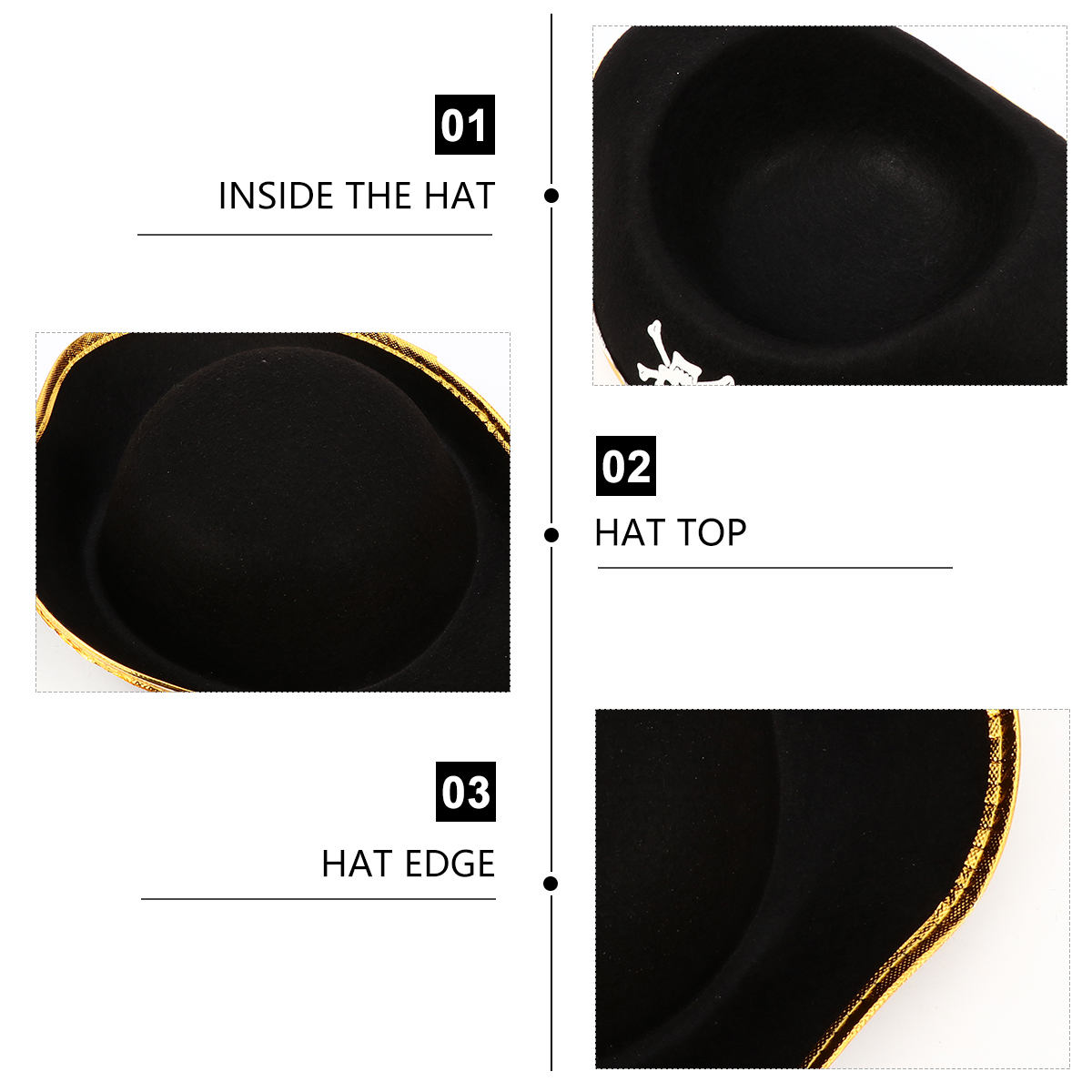 Etereauty Pirate Hat for Cosplay,2Pcs Pirate Hats Skull Pattern Pirate ...