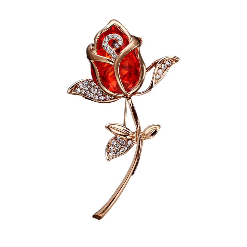 Etereauty Rose Brooches Rhinestone Crystal Glass Funny Creative Small ...