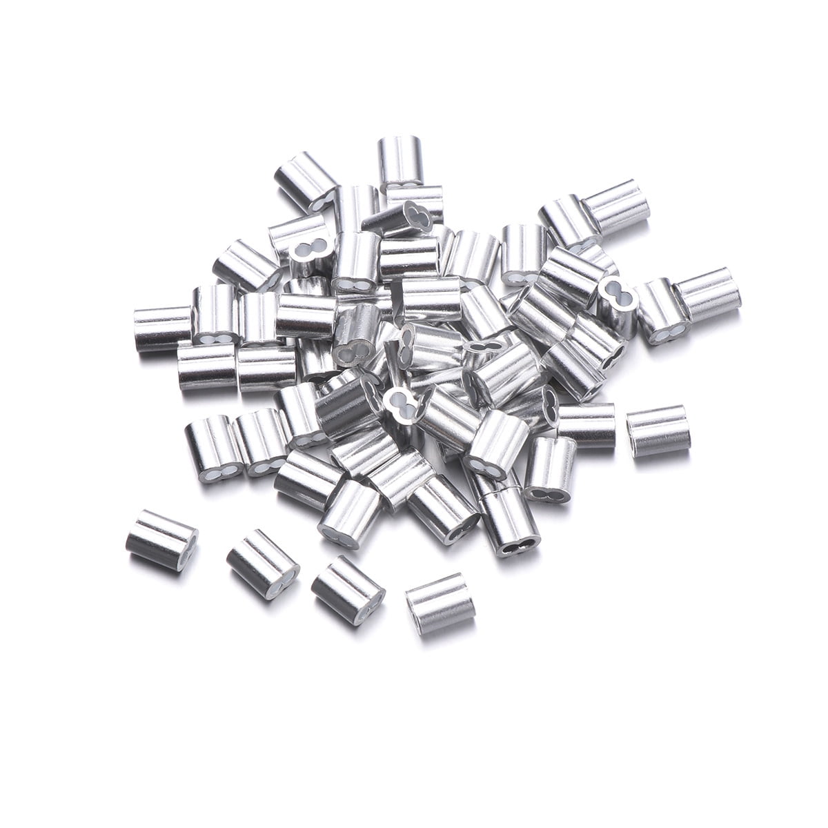 Wire Rope Joint Aluminum Sleeve with Double Holes for Steel Rope 100pcs ...