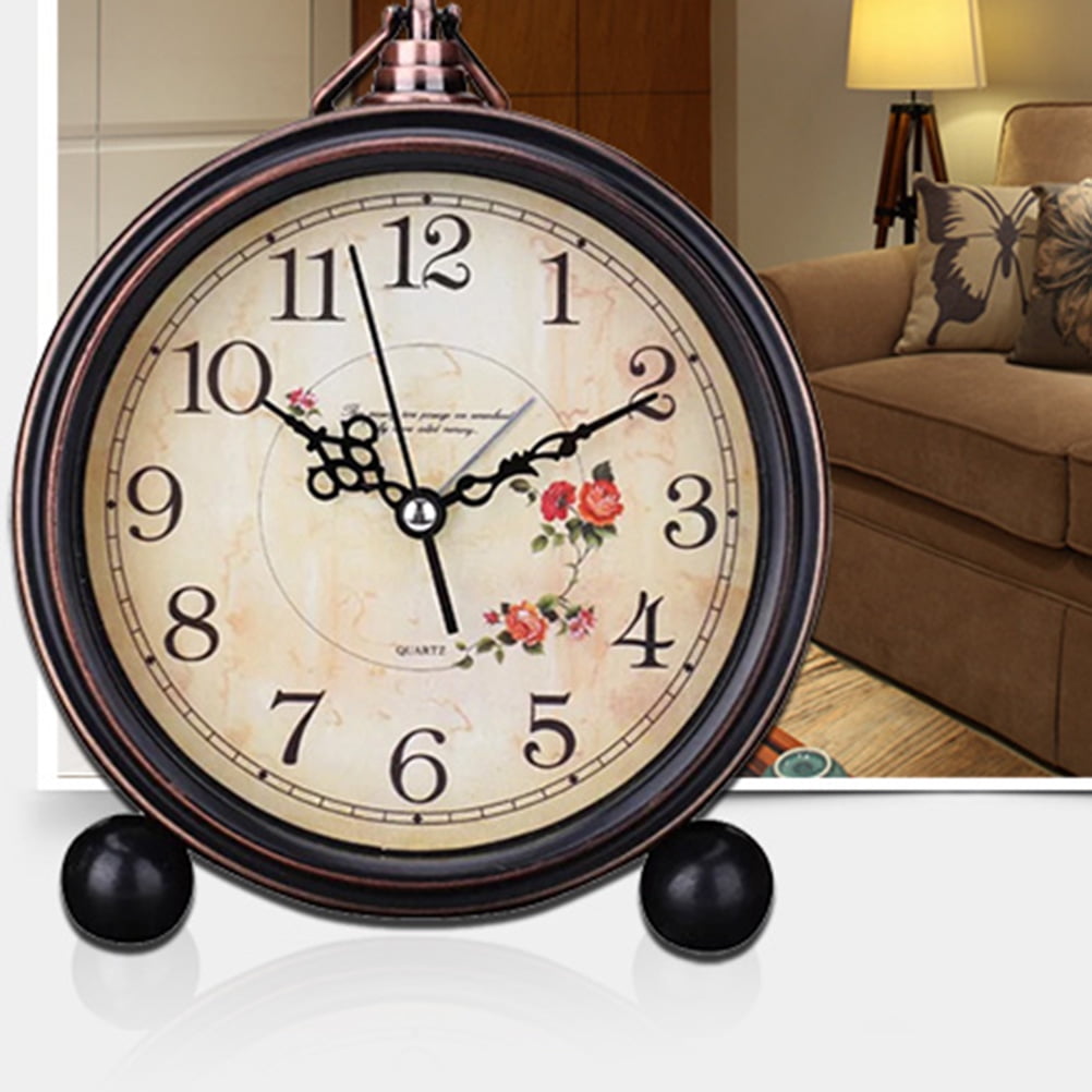 Etereauty Vintage Style Alarm Clock Silent Antique Retro Table Clock ...