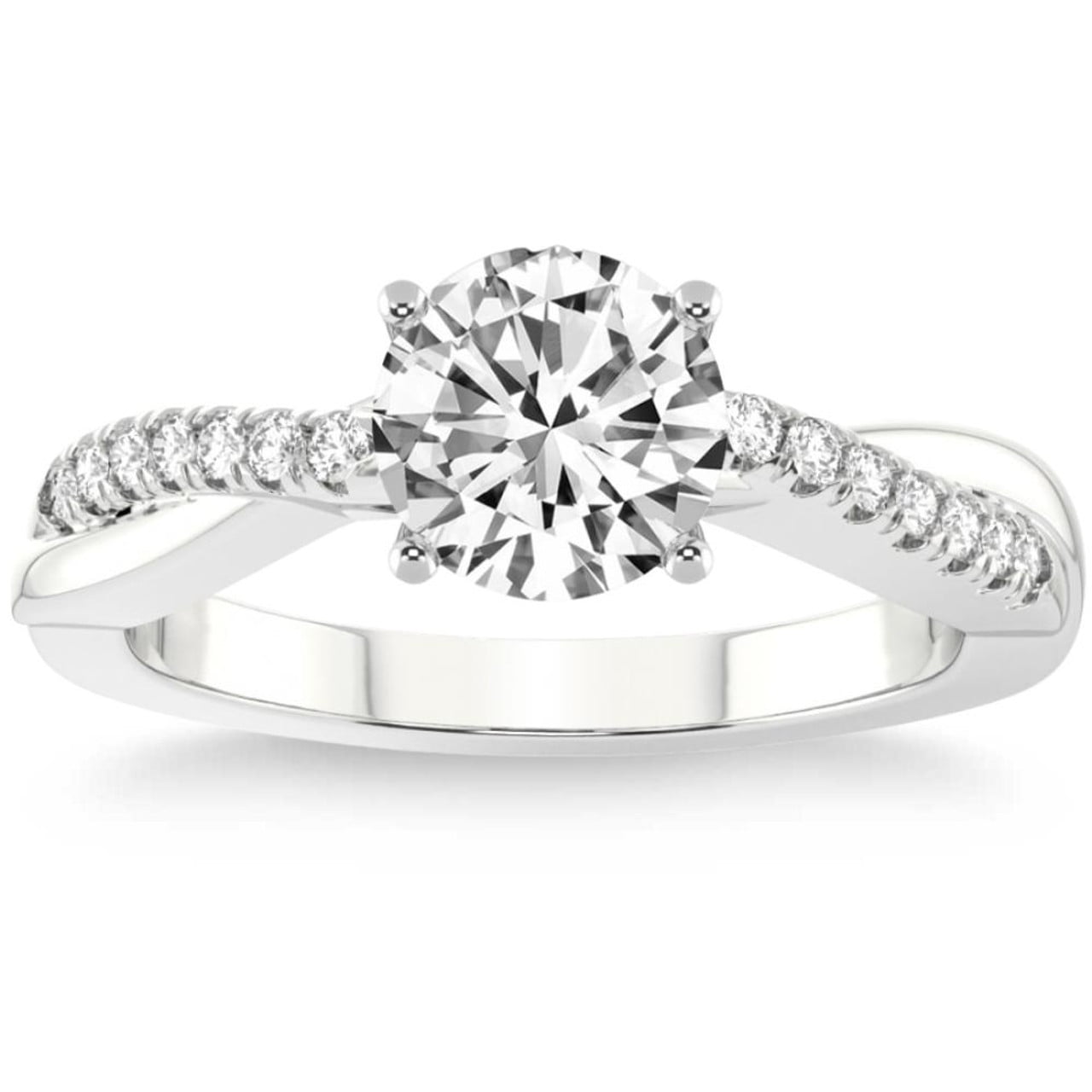 Eterna Jewel 0.9 Ct Princess Cut Solitaire with Accent Diamond Ring ...