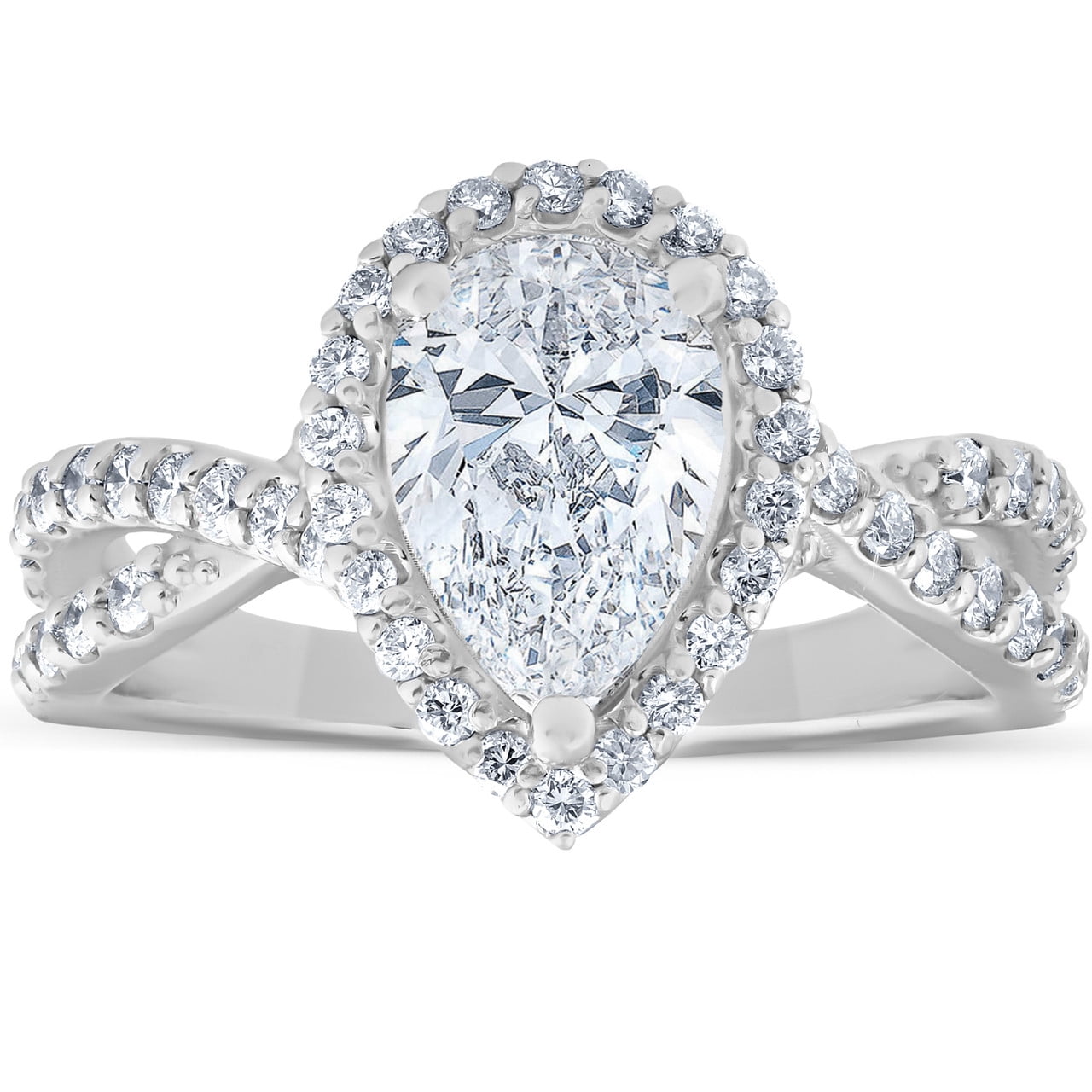 Eterna Jewel 1.2 Ct Pear Cut Lab Created Diamond Ring - 14K White Gold ...