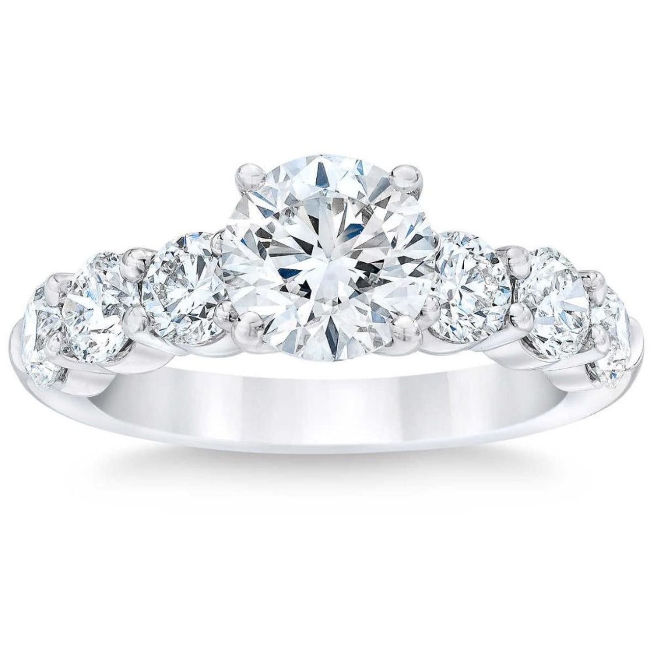Eterna Jewel 1.3 Ct Radiant Cut Solitaire with Accent Diamond Ring ...