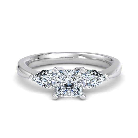 Eterna Jewel 1.5 Ct Asscher Cut Lab Created Diamond Three Stone Ring ...