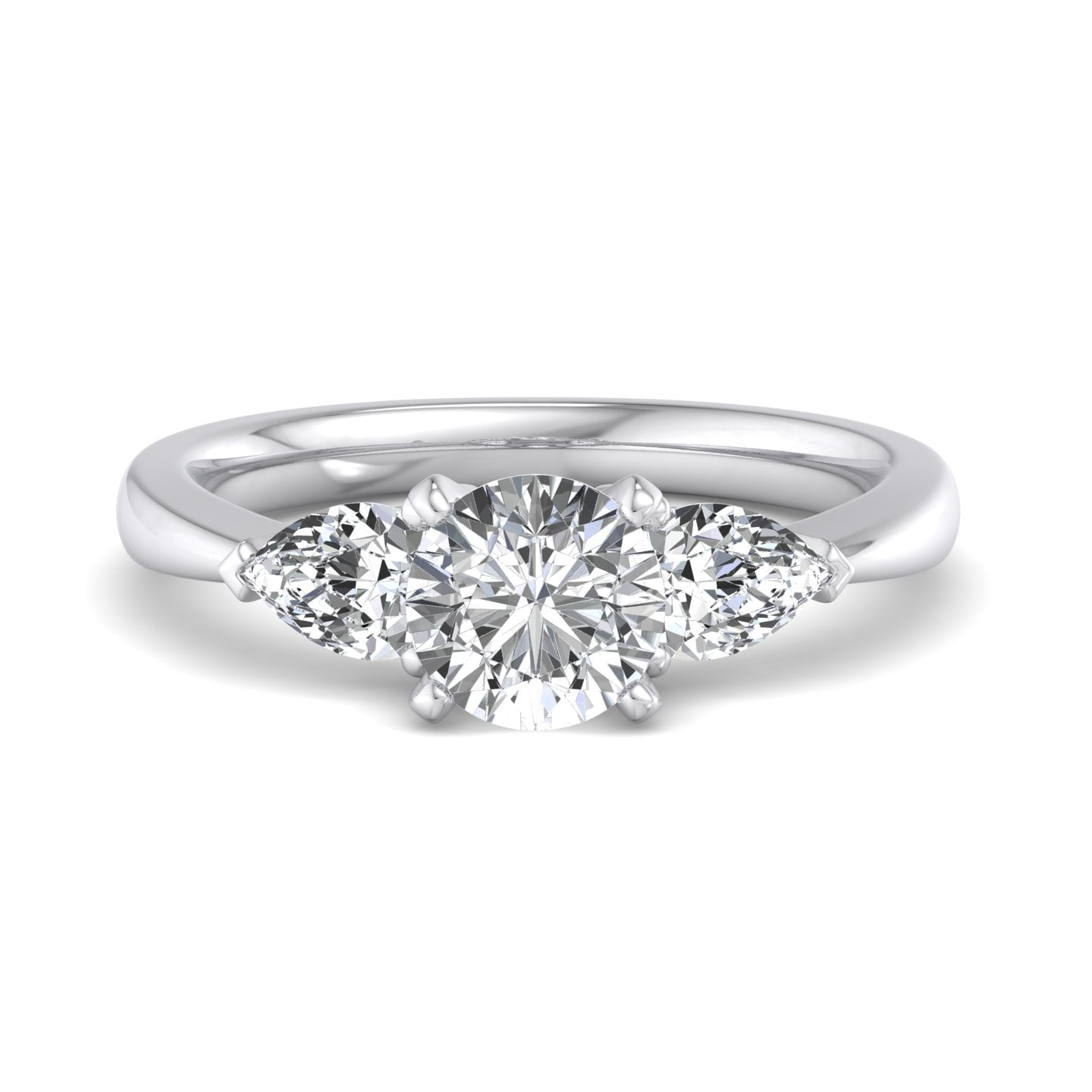 Eterna Jewel 1.47 Ct Round Cut Lab Created Diamond Three Stone Ring ...