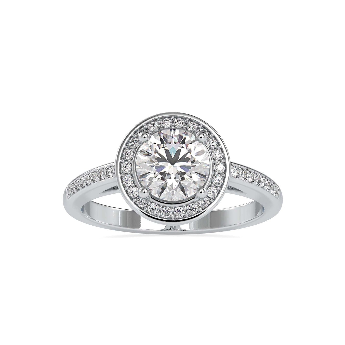 Eterna Jewel 1.5 Ct Lab Created Diamond Halo Engagement Ring for Women - Round Cut in 14K White ...