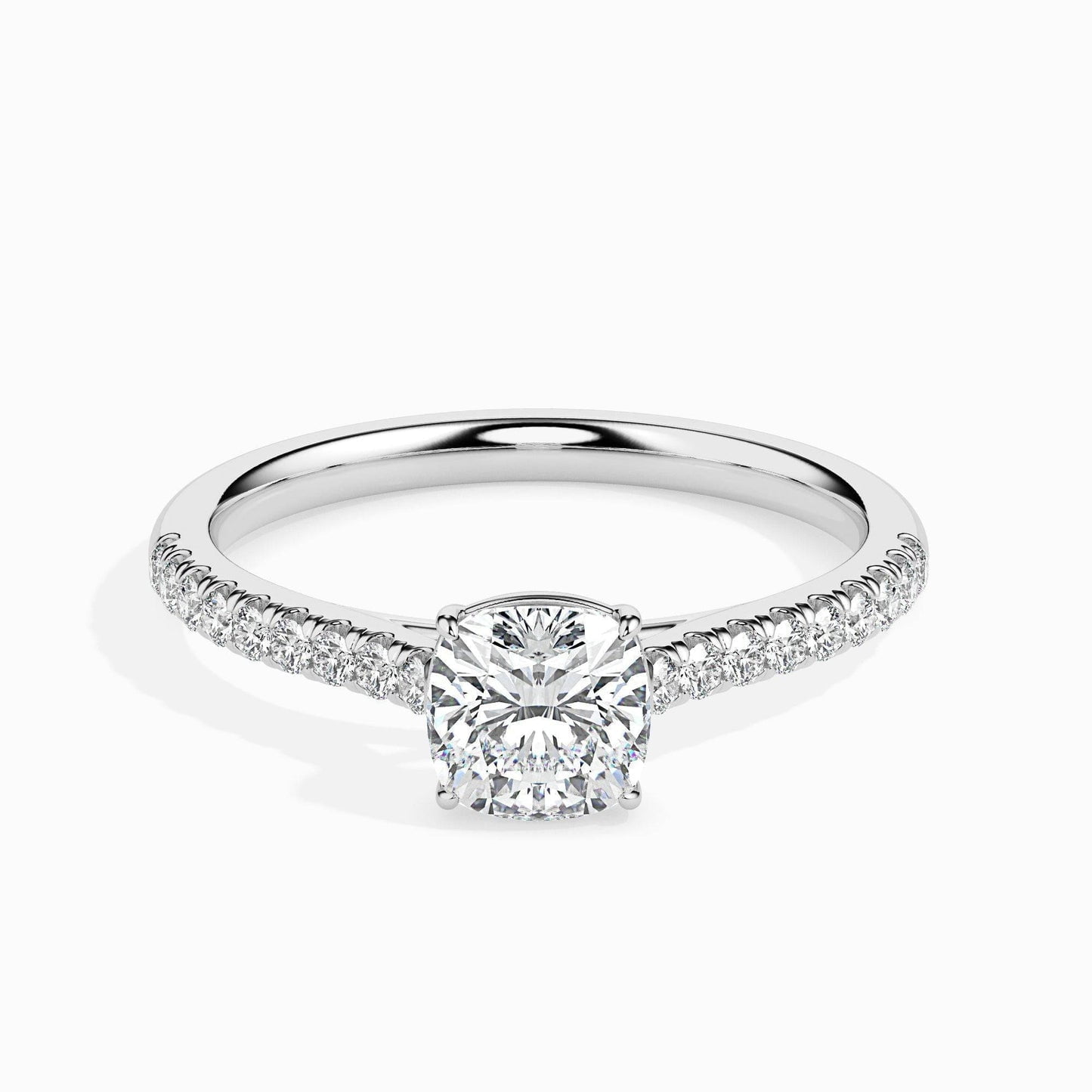 Eterna Jewel 1.58 Ct Lab Created Diamond Engagement Ring - Cushion Cut in 14K White Gold Over ...