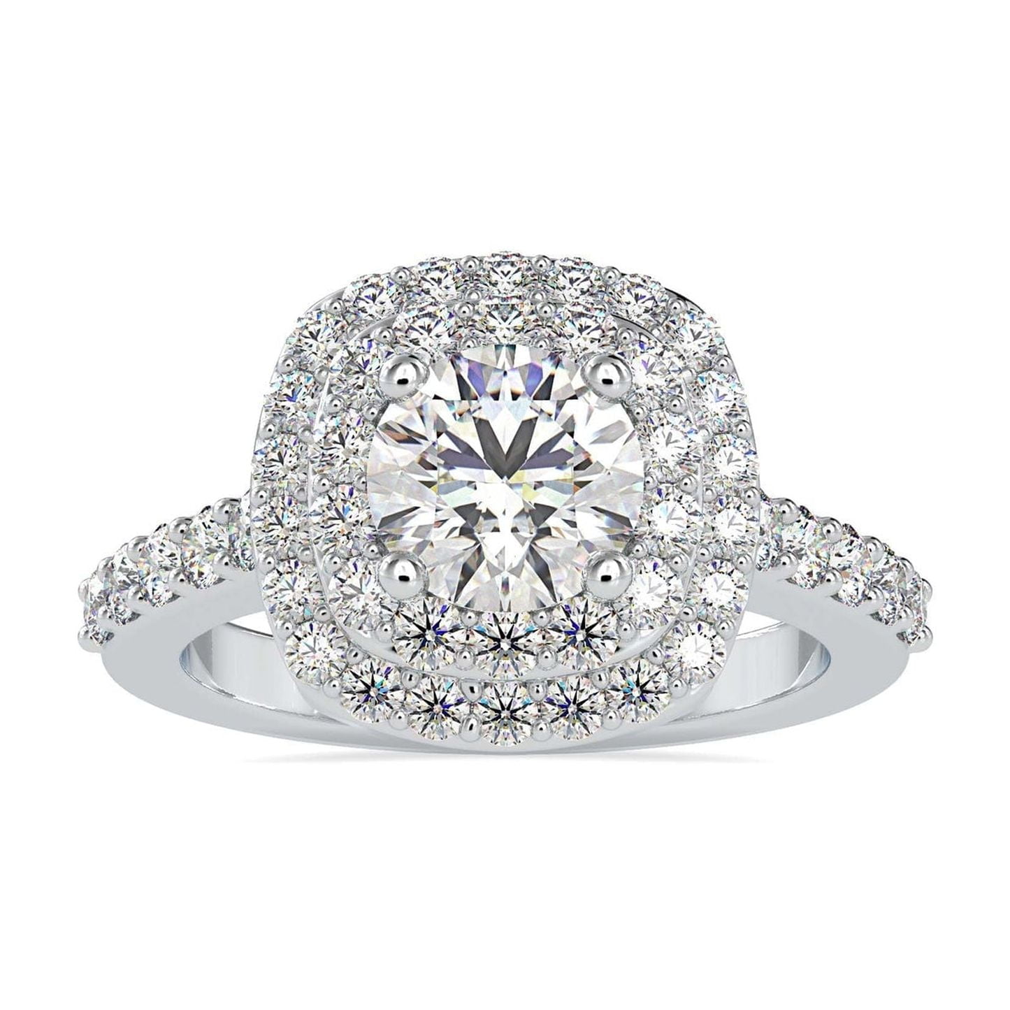 Eterna Jewel 1.58 Ct Round Cut Lab Created Diamond Engagement Ring - Elegant 14K White Gold Over ...