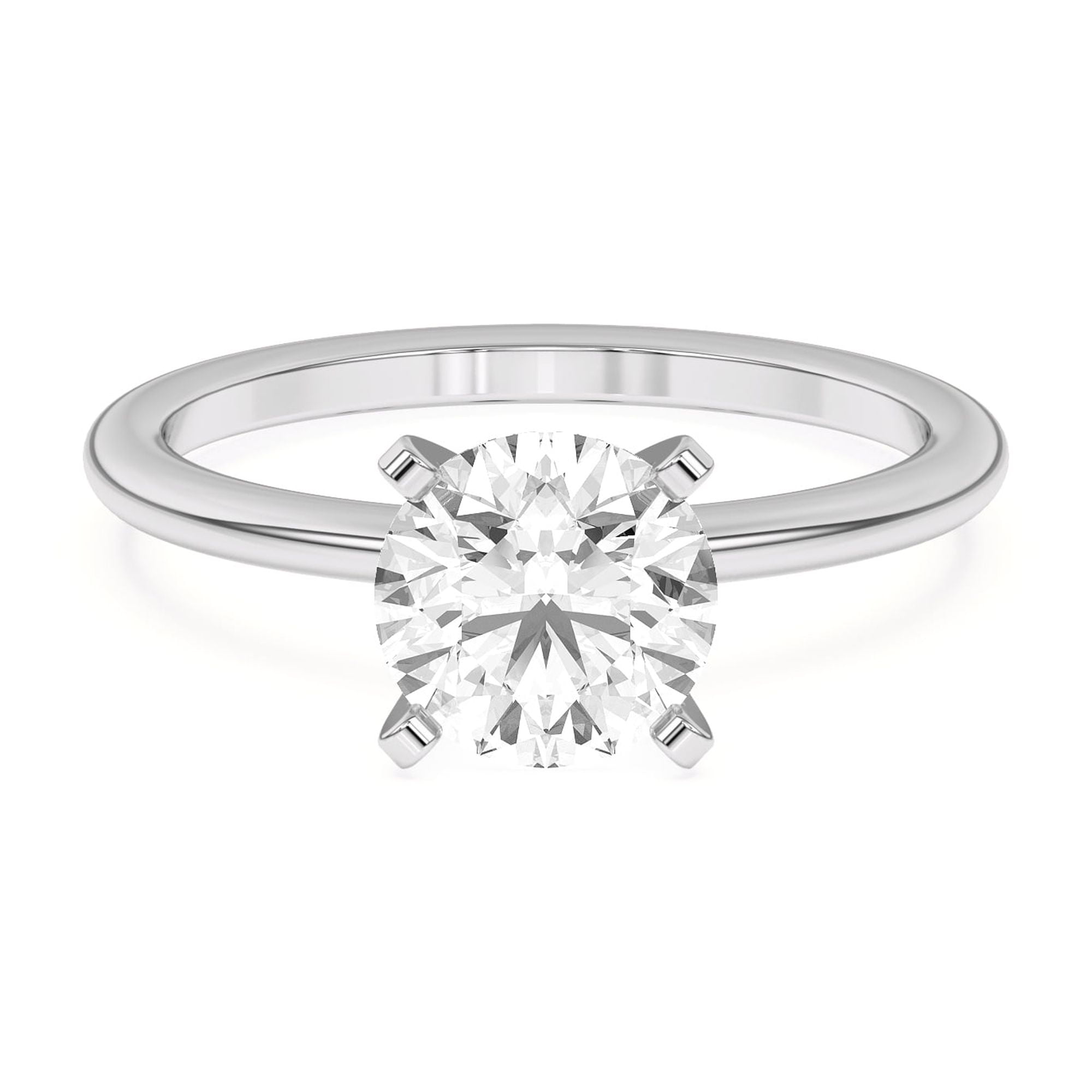 Eterna Jewel 1.58 Ct Round Cut Lab Created Diamond Engagement Ring for Women - 14K White Gold ...