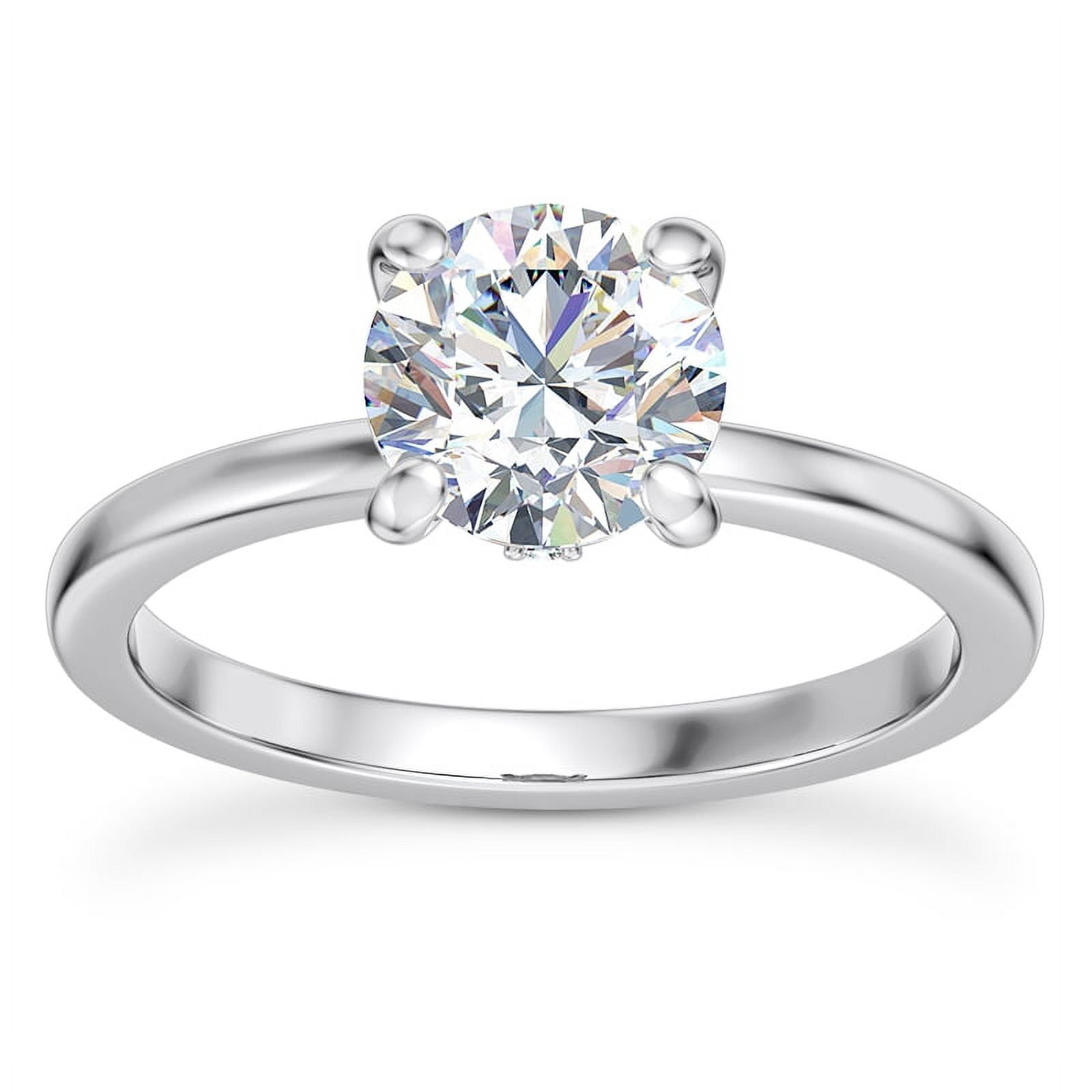 Eterna Jewel 1.58 Ct Round Cut Lab Created Diamond Ring for Women - 14K White Gold Over ...