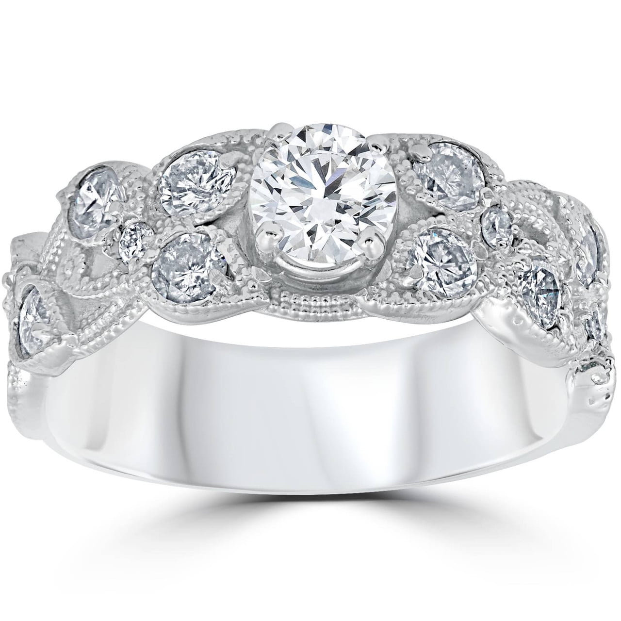 Eterna Jewel 1.6 Ct Round Cut Lab Created Diamond Rings - Floral Halo ...