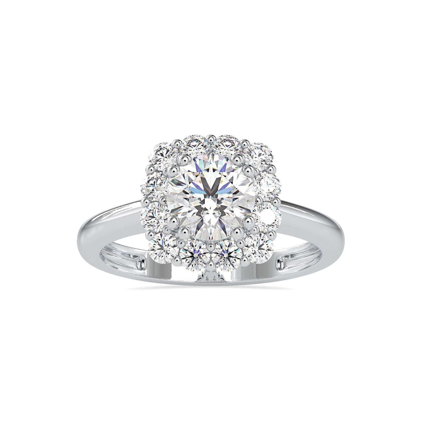 Eterna Jewel 1.69 Ct Lab Created Diamond Halo Engagement Ring for Women - Round Cut in 14K White ...