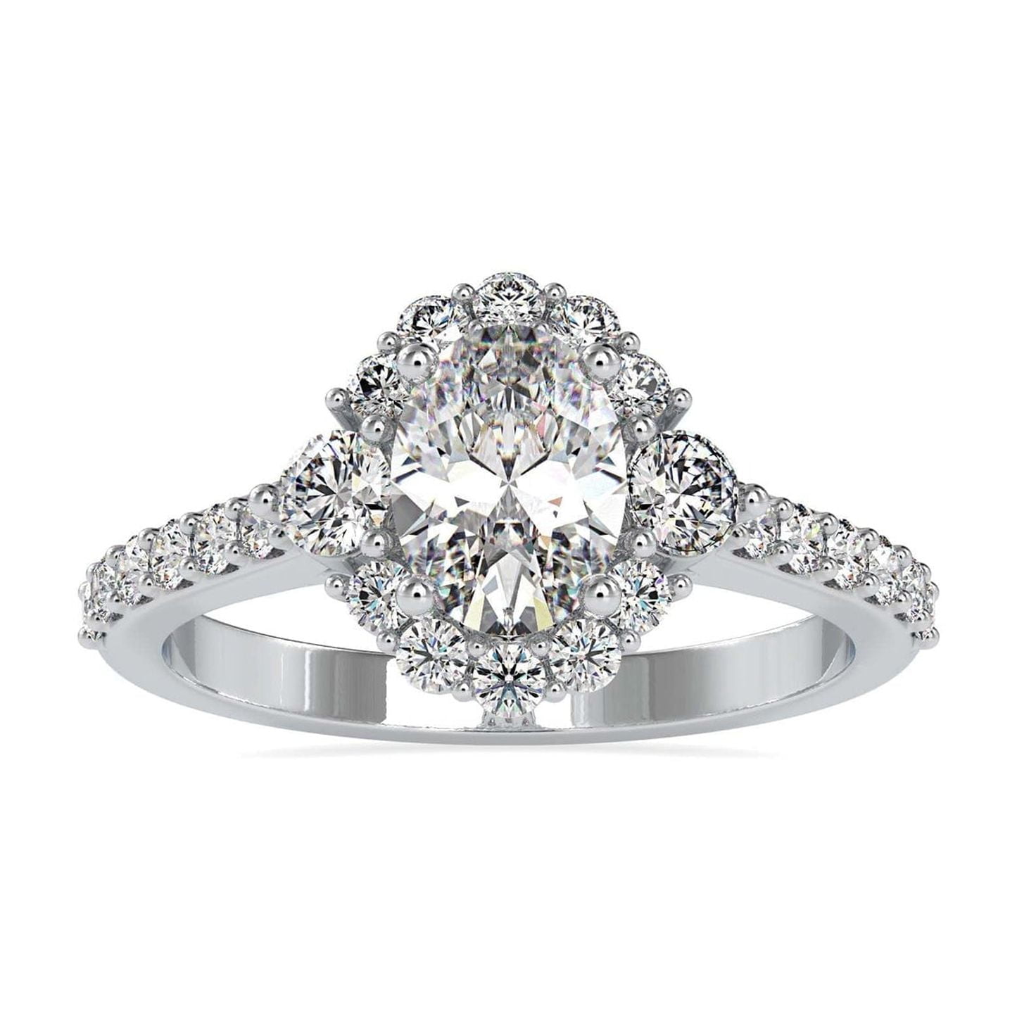 Eterna Jewel 1.69 Ct Lab Created Diamond Halo Engagement Ring - Women's Oval Cut - 14K White ...