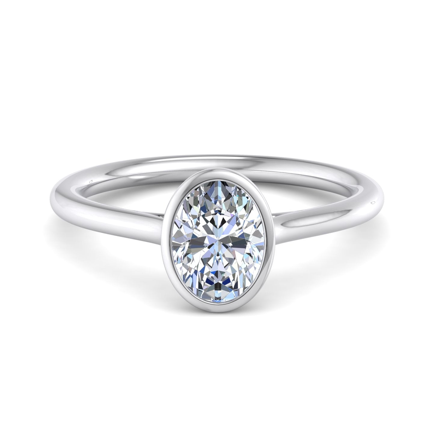 Eterna Jewel 1.69 Ct Oval Cut Lab Created Diamond Ring - 14K White Gold Over Bezel Set ...