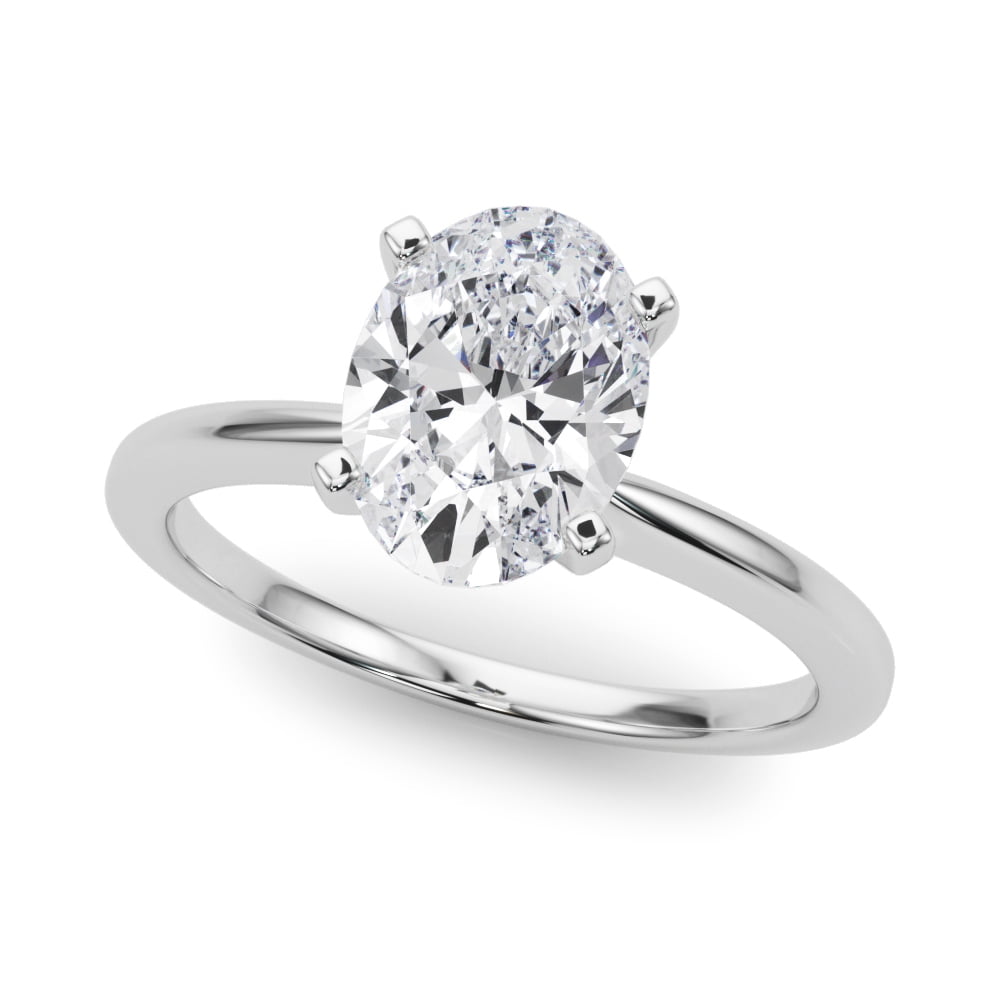 Eterna Jewel 1.69 Ct Oval Cut Lab Created Diamond Solitaire Engagement Ring - 14K White Gold ...