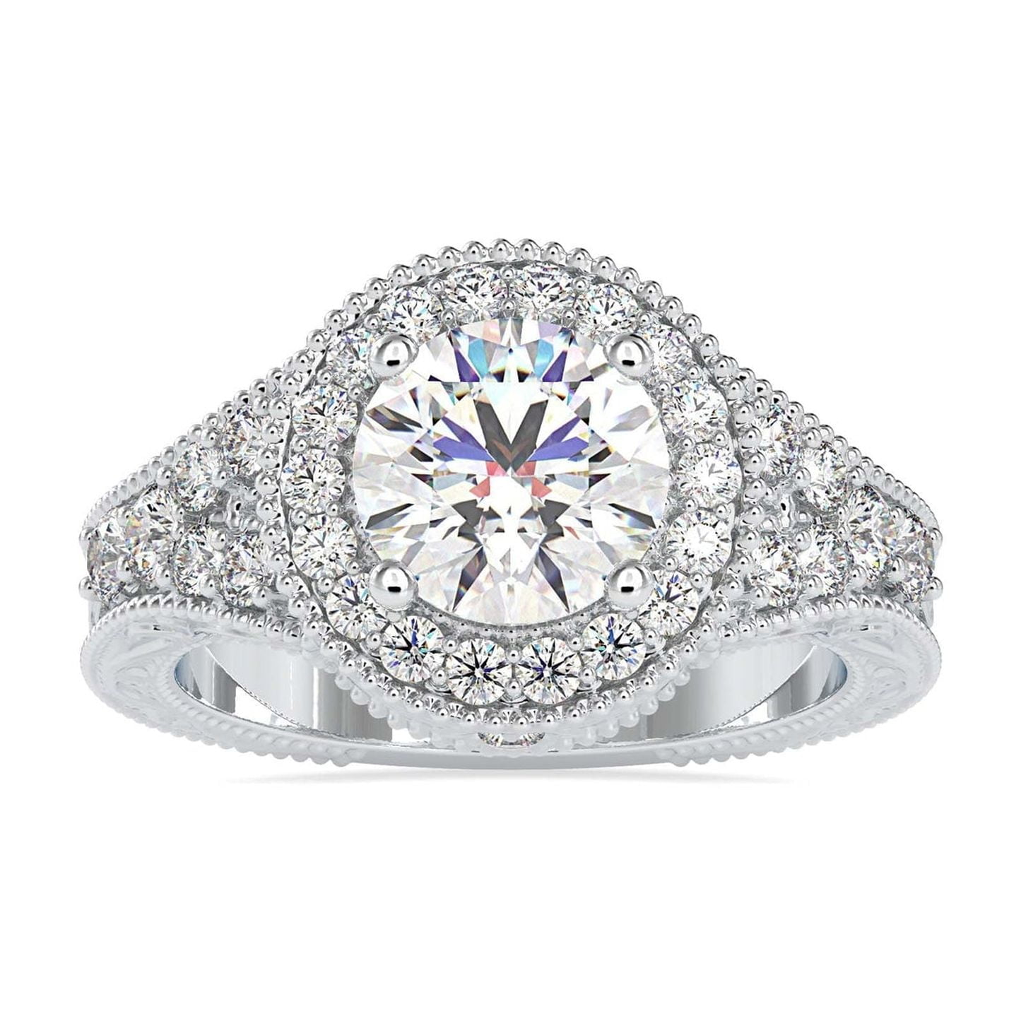 Eterna Jewel 1.69 Ct Round Cut Engagement Ring - Design with Lab Created Diamond for Women - 14K ...