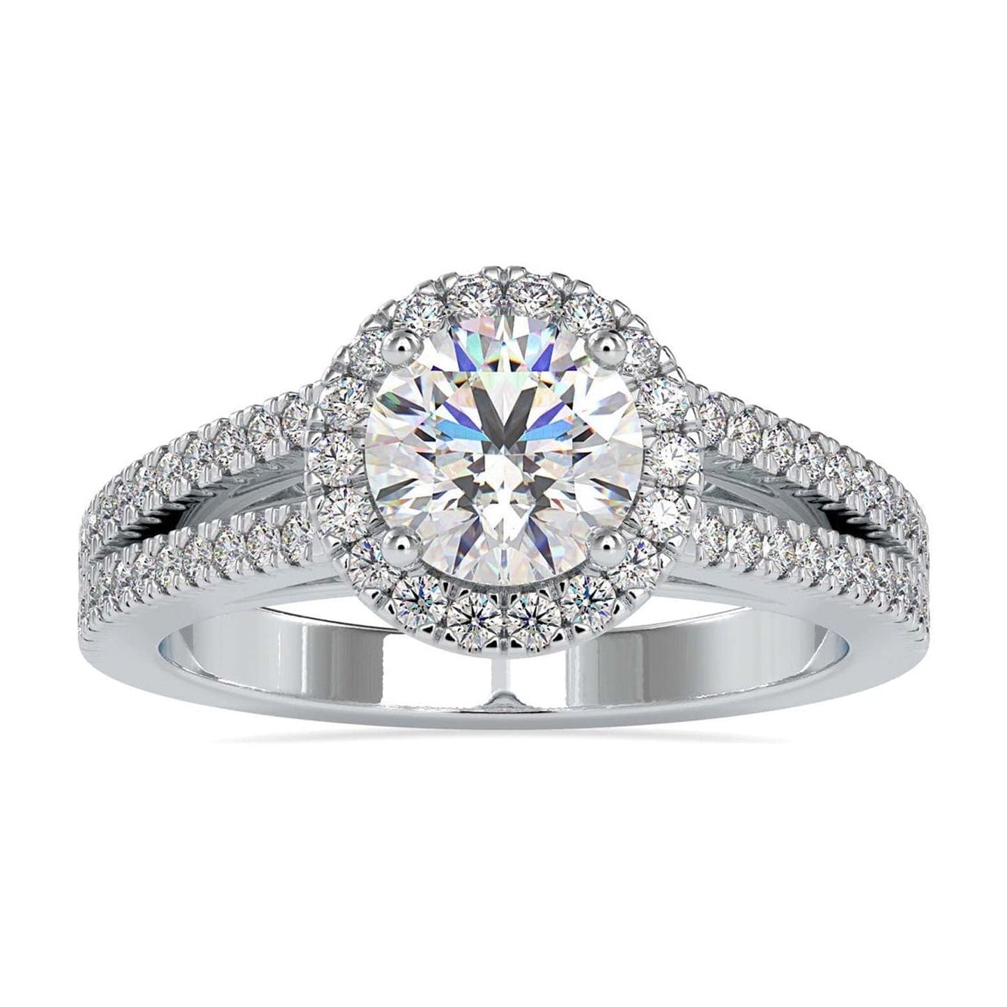 Eterna Jewel 1.69 Ct Round Cut Halo Engagement Ring - Lab Created Diamond - 14K White Gold Over ...
