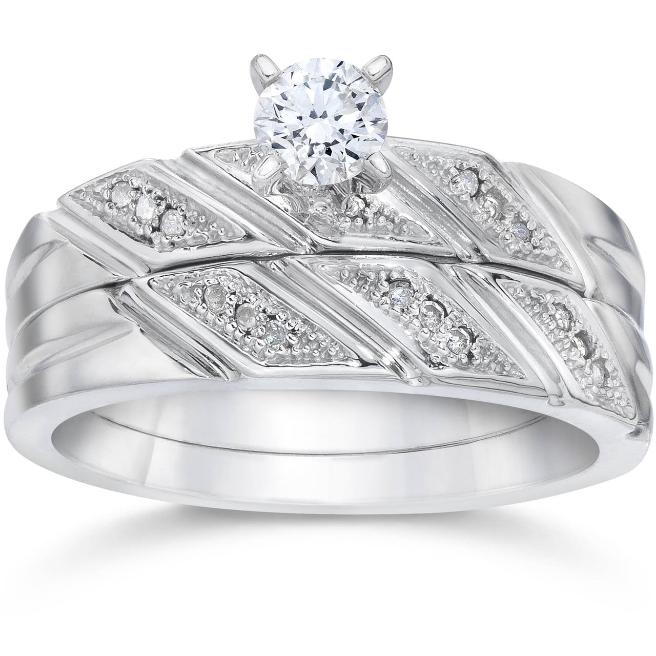 Eterna Jewel 1.8 Ct Round Cut Solitaire Engagement Ring - Bypass Swirl Design in Lab-Created ...