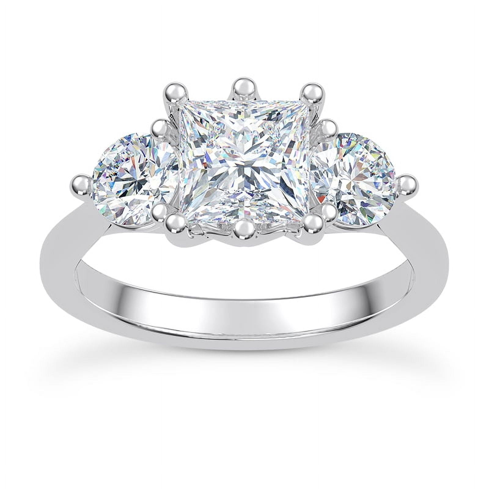 Eterna Jewel 14K White Gold Over 1.9 Ct Princess Cut 3 Stone Engagement ...