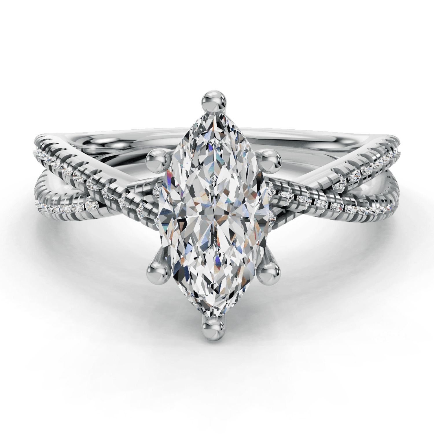 Eterna Jewel 14K White Gold Over Diamond Ring - 2.1 Ct Marquise Cut Lab-Created Solitaire ...