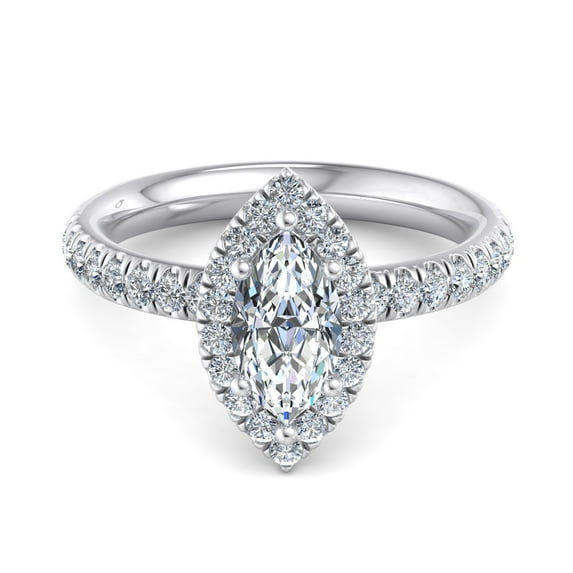 Eterna Jewel 14K White Gold Over Halo Ring - 1.7 Ct Marquise Cut Lab ...