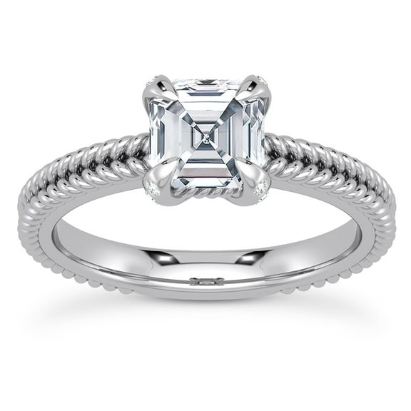 Eterna Jewel 14K White Gold Over Engagement Ring - 1.5 Ct Princess Cut ...