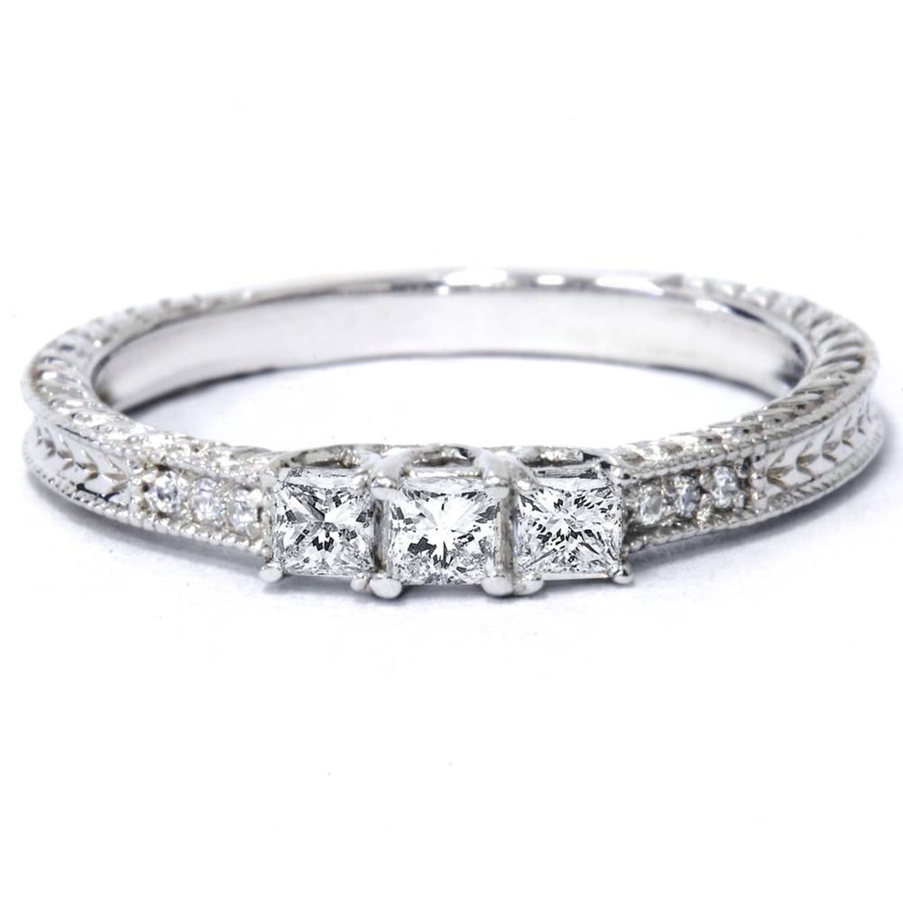 Eterna Jewel 14K White Gold Plated 1 Ct Lab Created Diamond Engagement ...