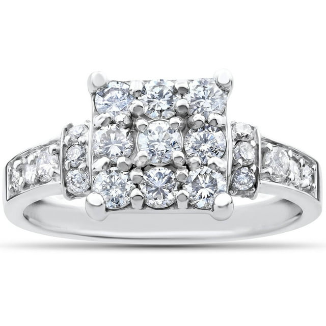 Eterna Jewel 14K White Gold Plated Engagement Ring - 1 Ct Round Cut Lab ...