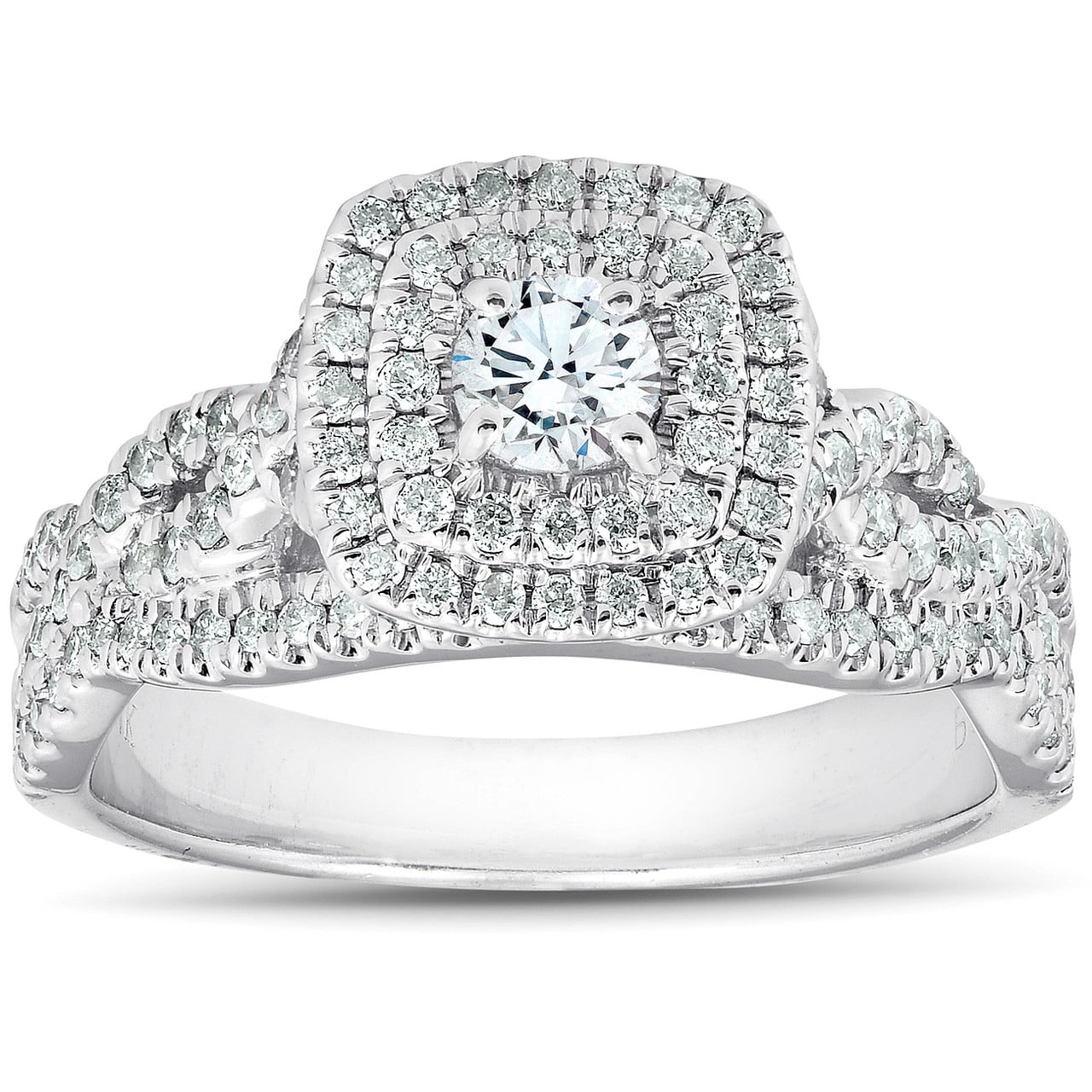 Eterna Jewel 2 Ct Brilliant Round Cut Solitaire with Accent Diamond ...