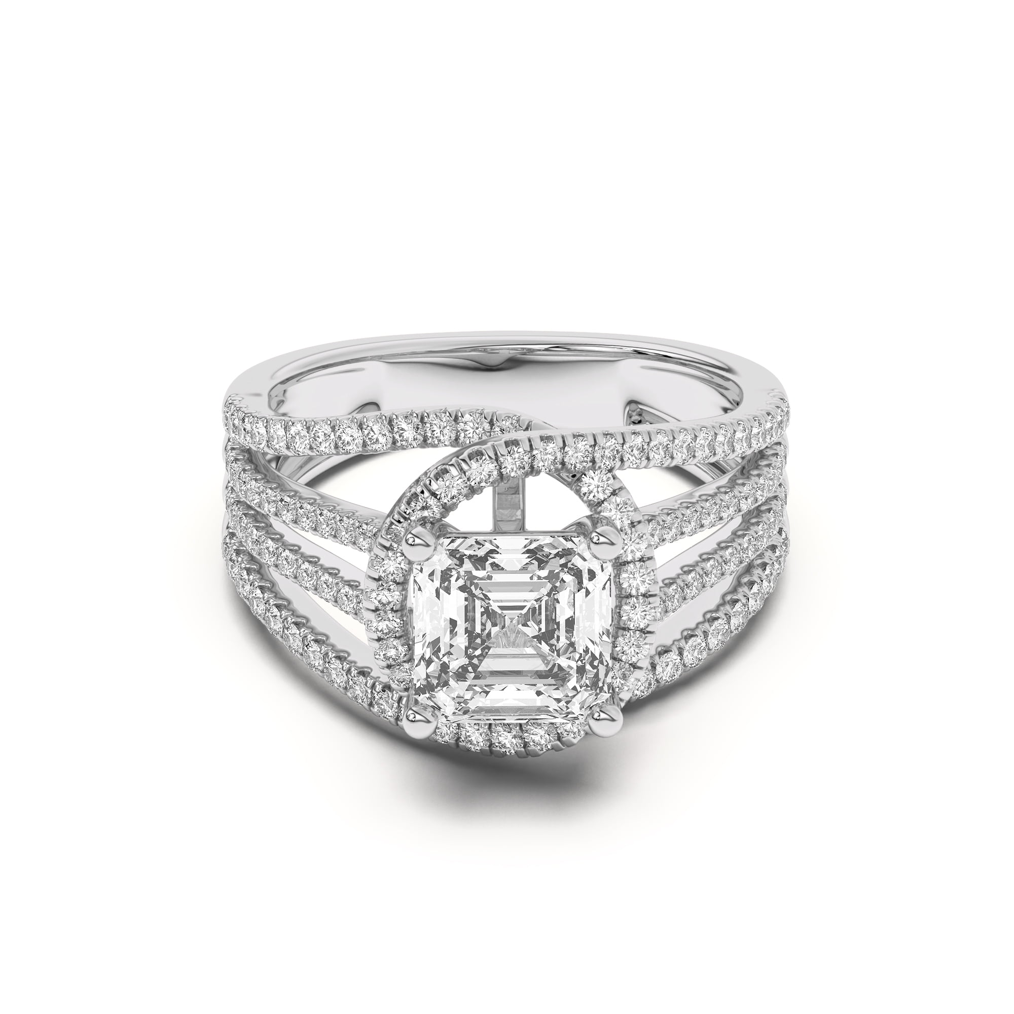 Eterna Jewel Excellent 1.9 Ct Asscher Cut Engagement Wedding Halo Ring ...