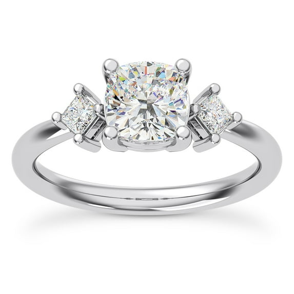 Eterna Jewel Three Stone Wedding Ring - 1.6 Ct Cushion Cut Lab Created ...