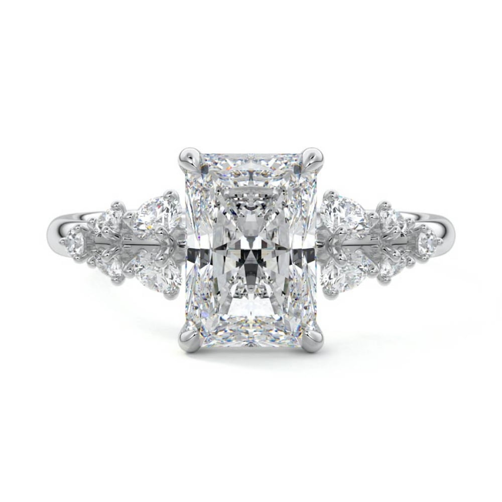Eterna Jewel2.2 Ct Radiant Cut Diamond Rings - 14K White Gold Plated ...