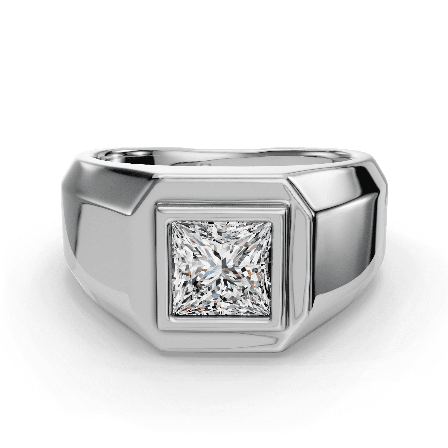 Eterna Jewelry 1.6 Ct Princess Cut Moissanite Bezel Set Ring - 14K ...
