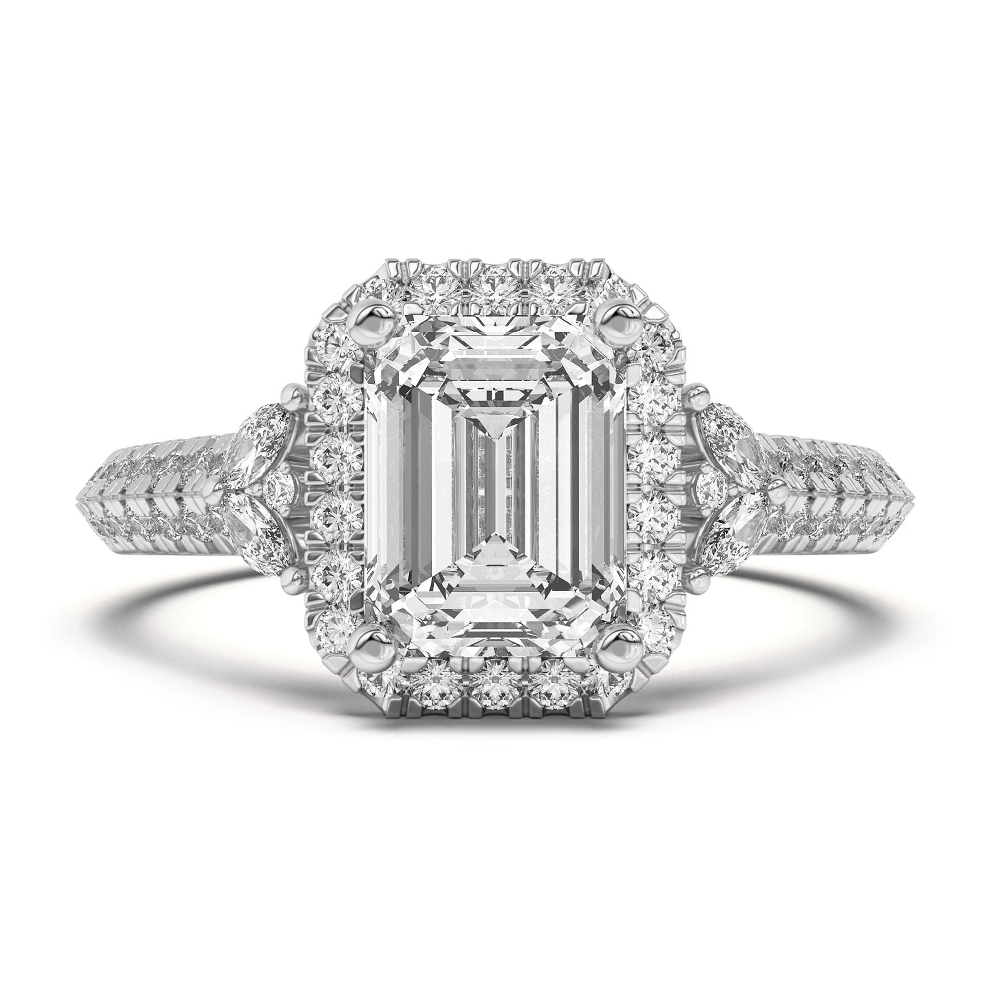 Eterna Jewelry 1.8 Ct Emerald Cut Moissanite Rings - Halo Engagement ...