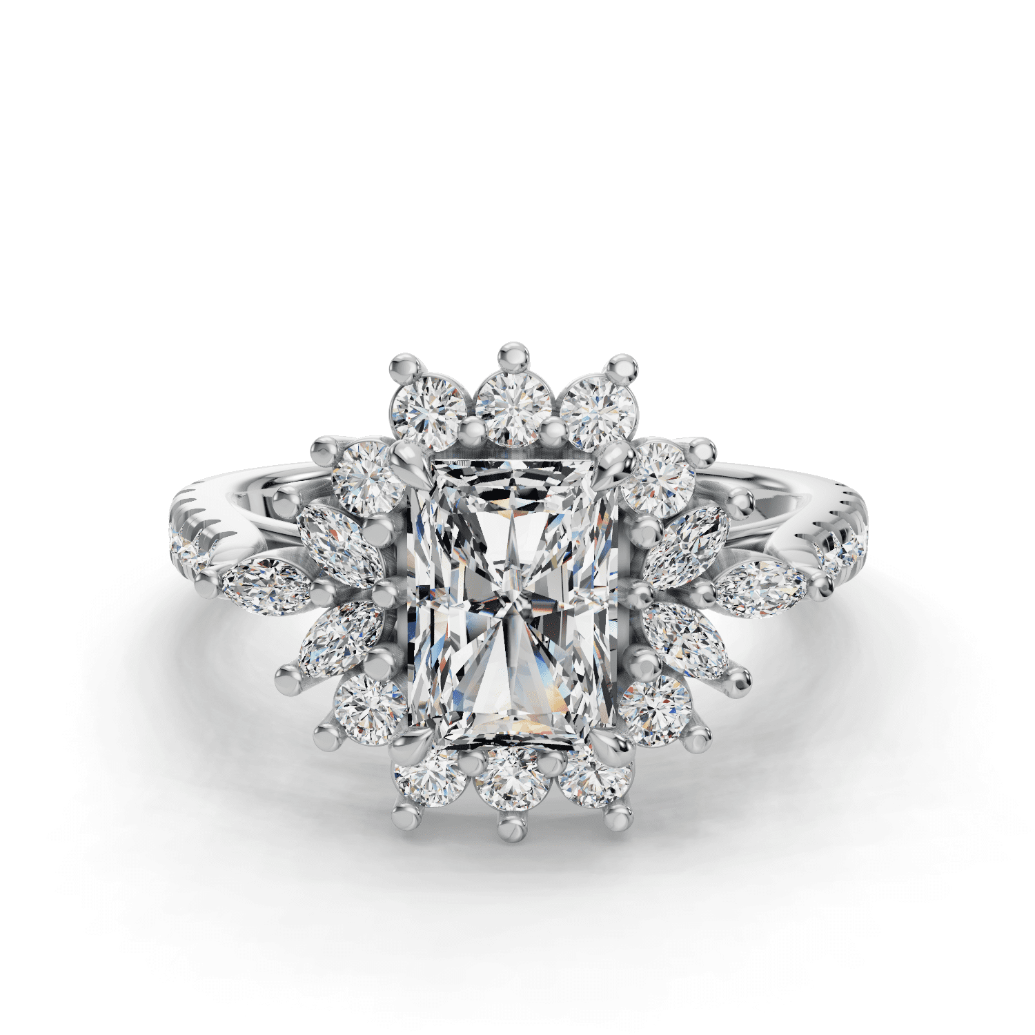 Eterna Jewelry 14K White Gold Plated Radiant Cut Moissanite Ring - 2 Ct ...