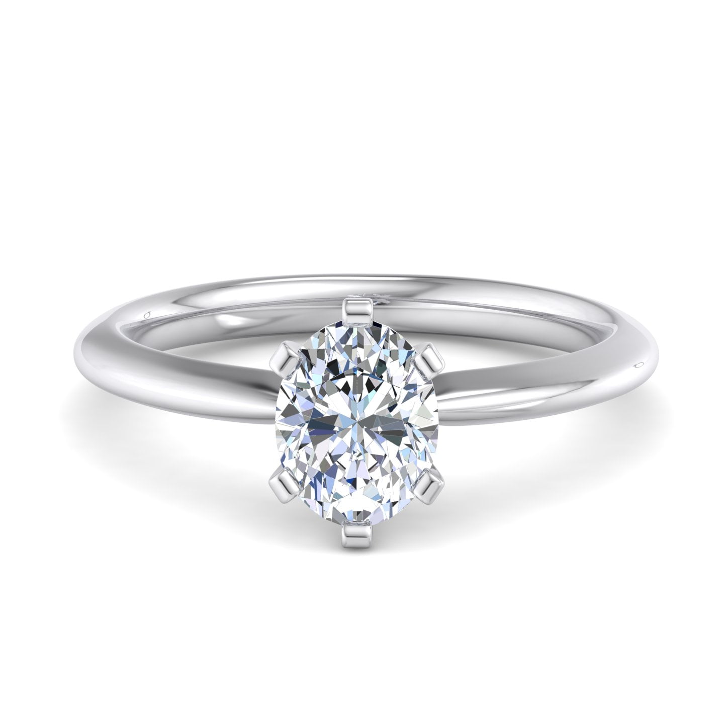 Eterna Jewelry 14K White Gold Plated Ring - 1.7 Ct Oval Cut Moissanite ...